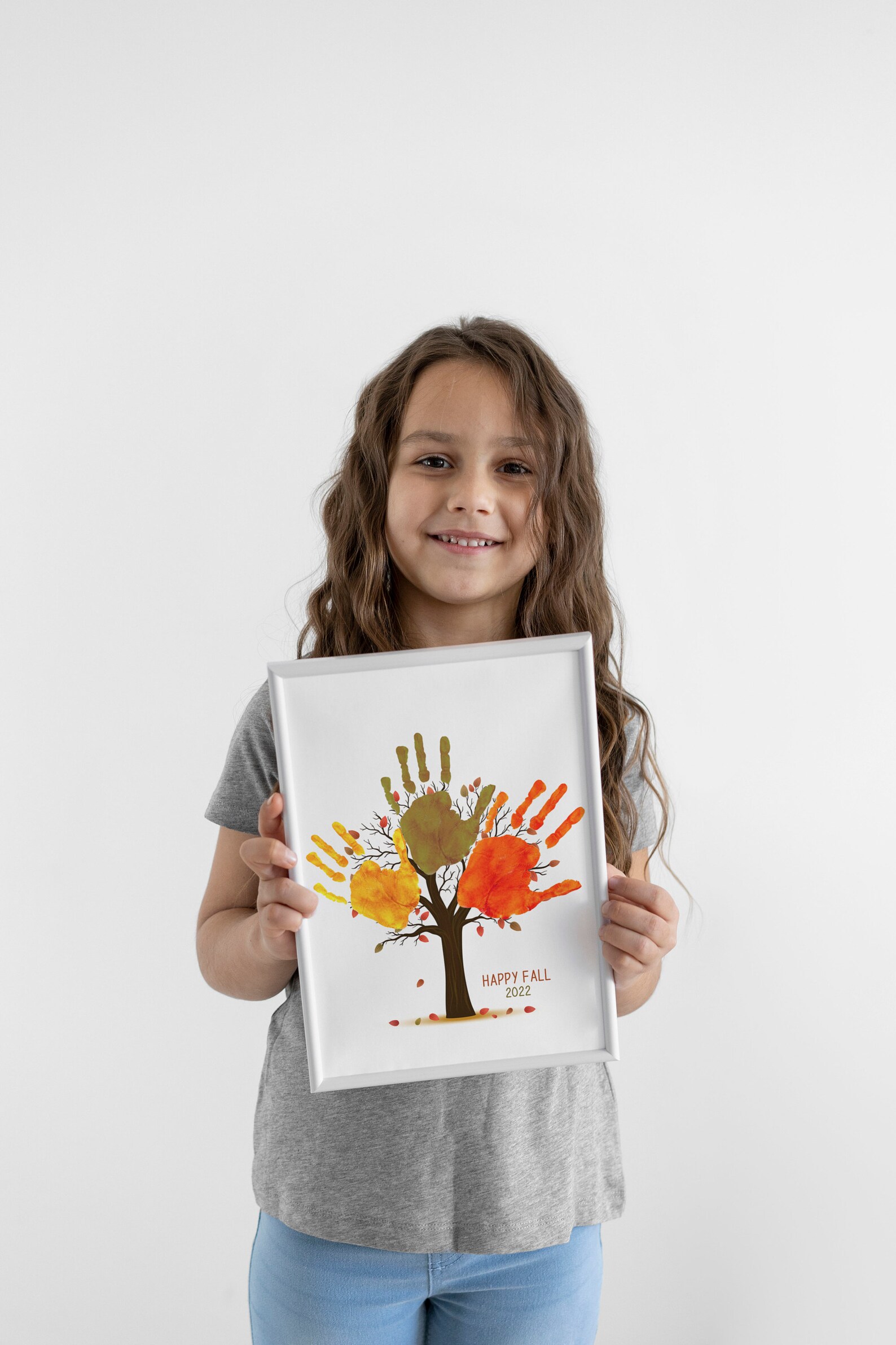 Happy Fall Handprint Craft Printable DIY Autumn Handprint Art - Etsy