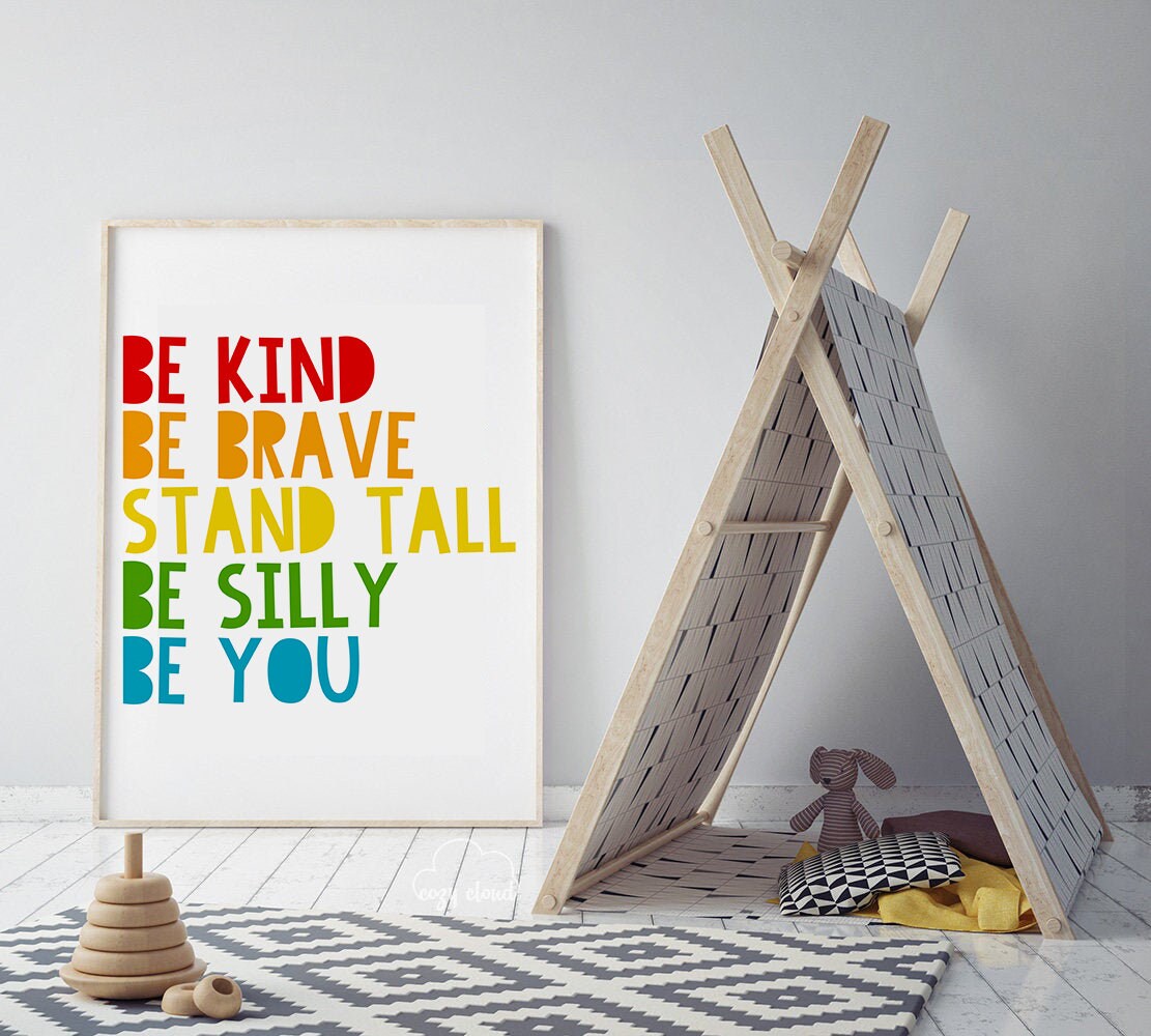 Playroom Rules Wall Art Colorful Quote Poster Be Kind Be | Etsy