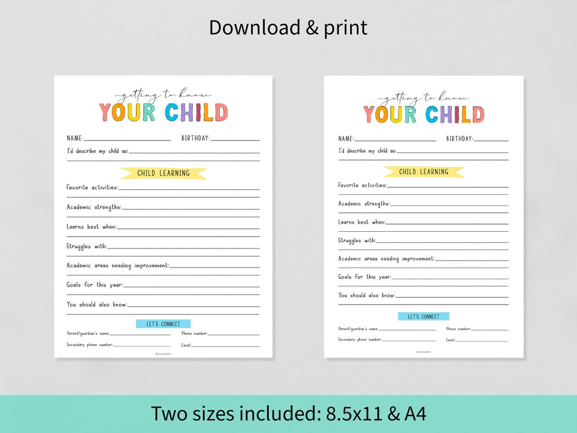 Parent Survey Printable: Back to School Questionnaire (digital Download ...