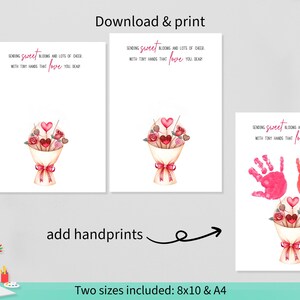 Valentine Handprint Bouquet | “sweet Love” Printable Flower Art | Kids ...