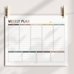 Kids Weekly Schedule Printable, Boho Homeschool Planner, To-do List for ...
