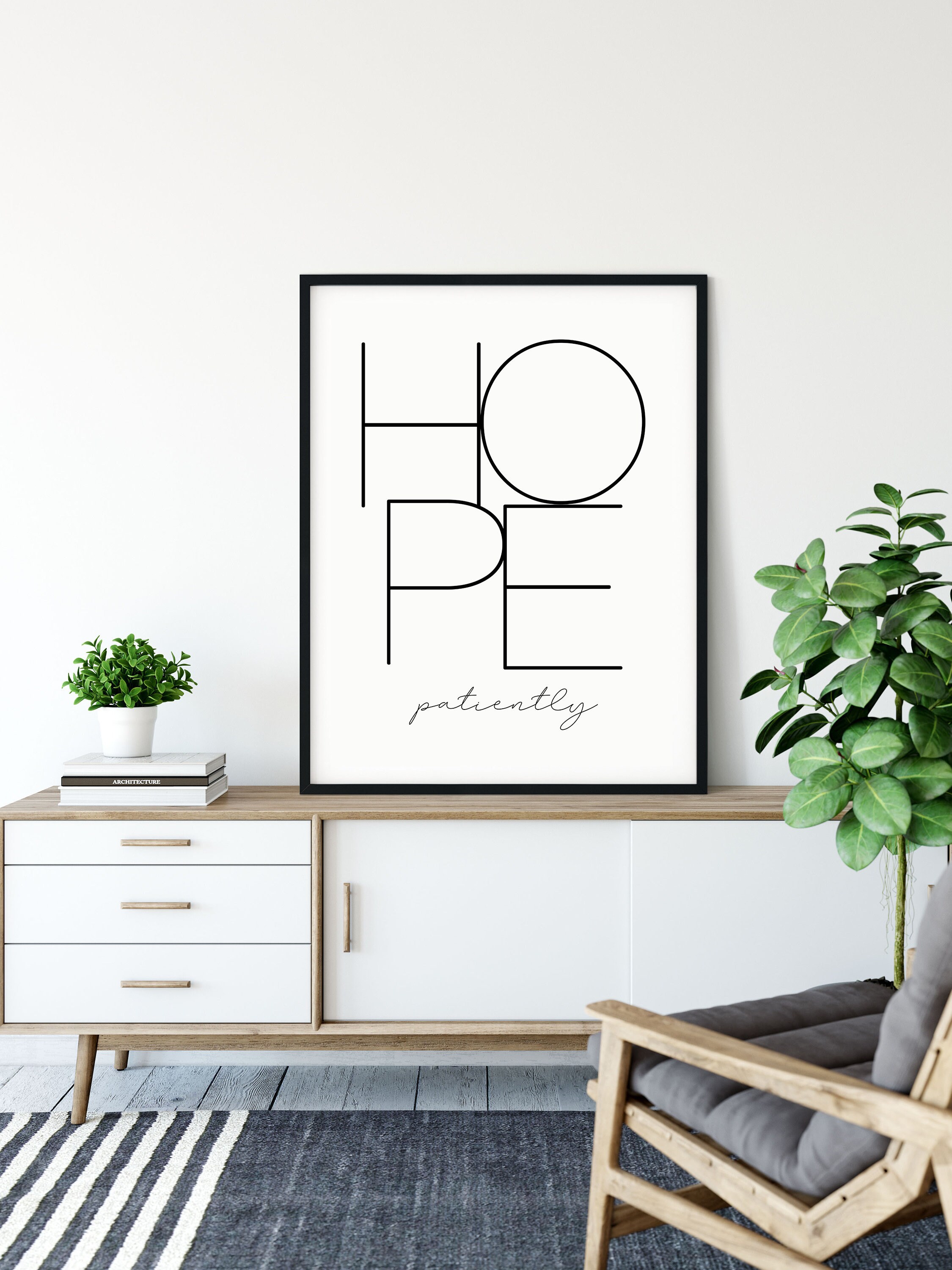 Hope Print Typography Minimalist Poster Scandinavian Wall - Etsy