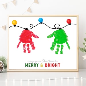 Christmas Handprint Craft, Merry & Bright Holiday Activity, Printable ...