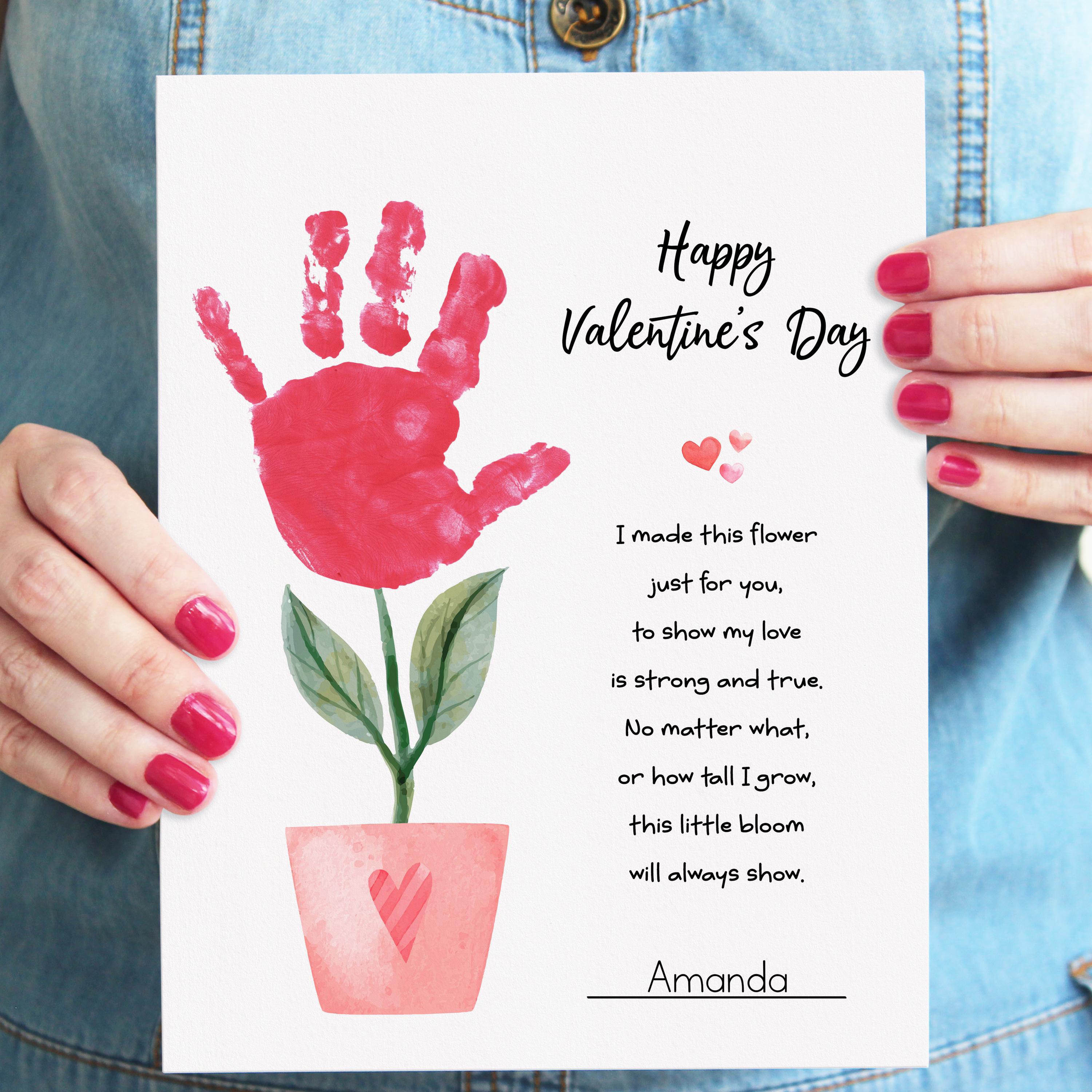 Valentine’s Day Handprint Craft for Kids – Flower Pot Poem (printable ...