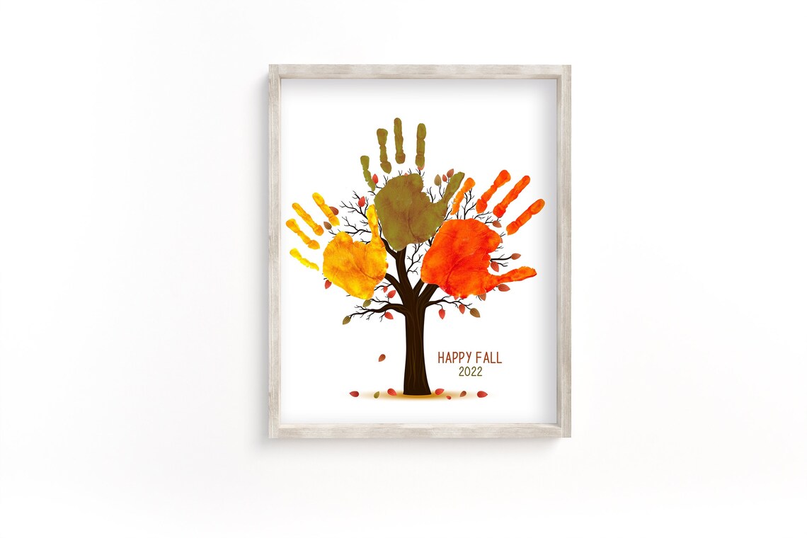 Happy Fall Handprint Craft Printable DIY Autumn Handprint Art - Etsy