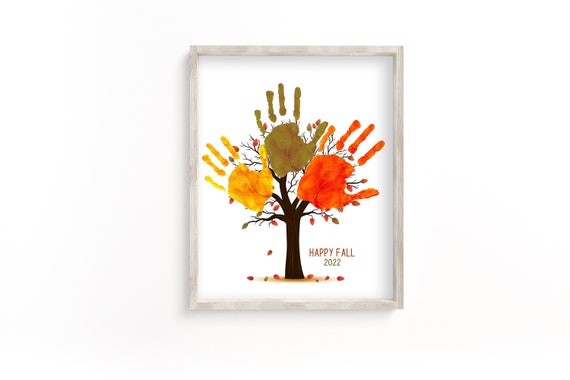 Happy Fall Handprint Craft Printable DIY Autumn Handprint Art - Etsy