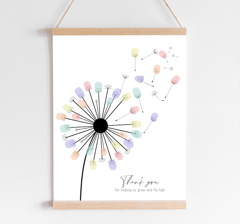 Fingerprint Dandelion Teacher Gift, DIY Printable Keepsake (digital ...