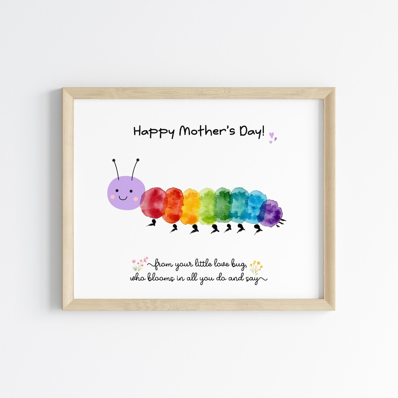 Mother's Day Thumbprint Love Bug Craft: Kids Caterpillar Art (digital ...
