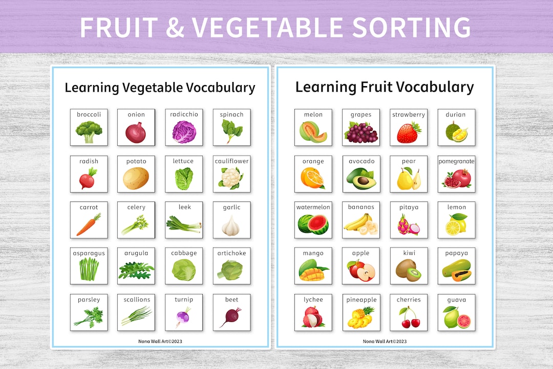 Fruit & Vegetable Sorting Activity, Homeschool Educational Worksheet ...