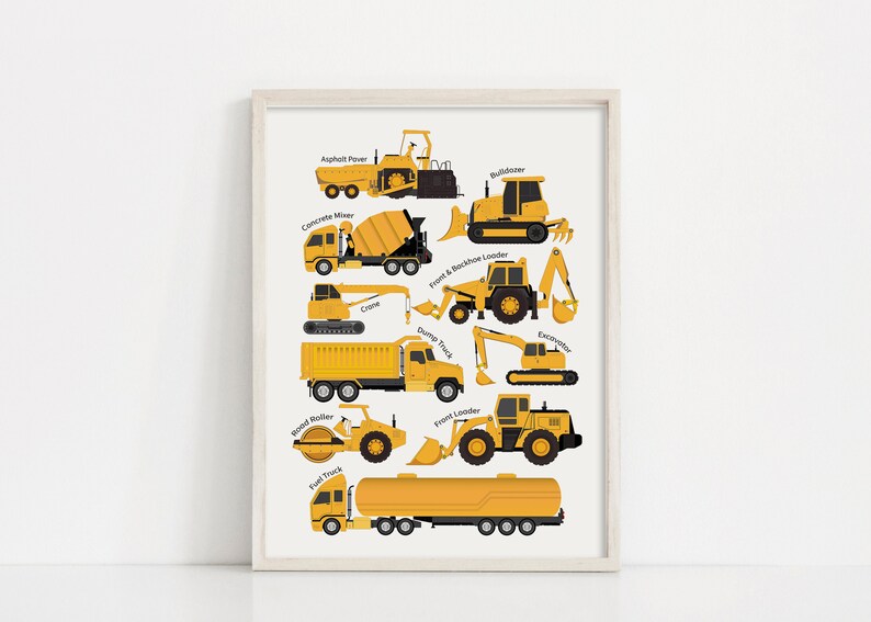 Construction Vehicles Printable Trucks Building Machinery - Etsy