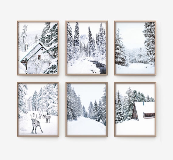 Winter Printable Wall Art Christmas Print Set of 6 Snowy | Etsy