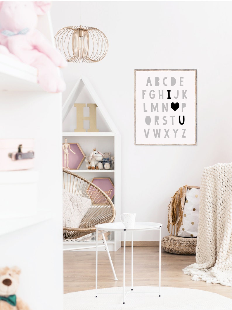 Monochrome Alphabet ABC I Heart U Wall Decor Poster for - Etsy
