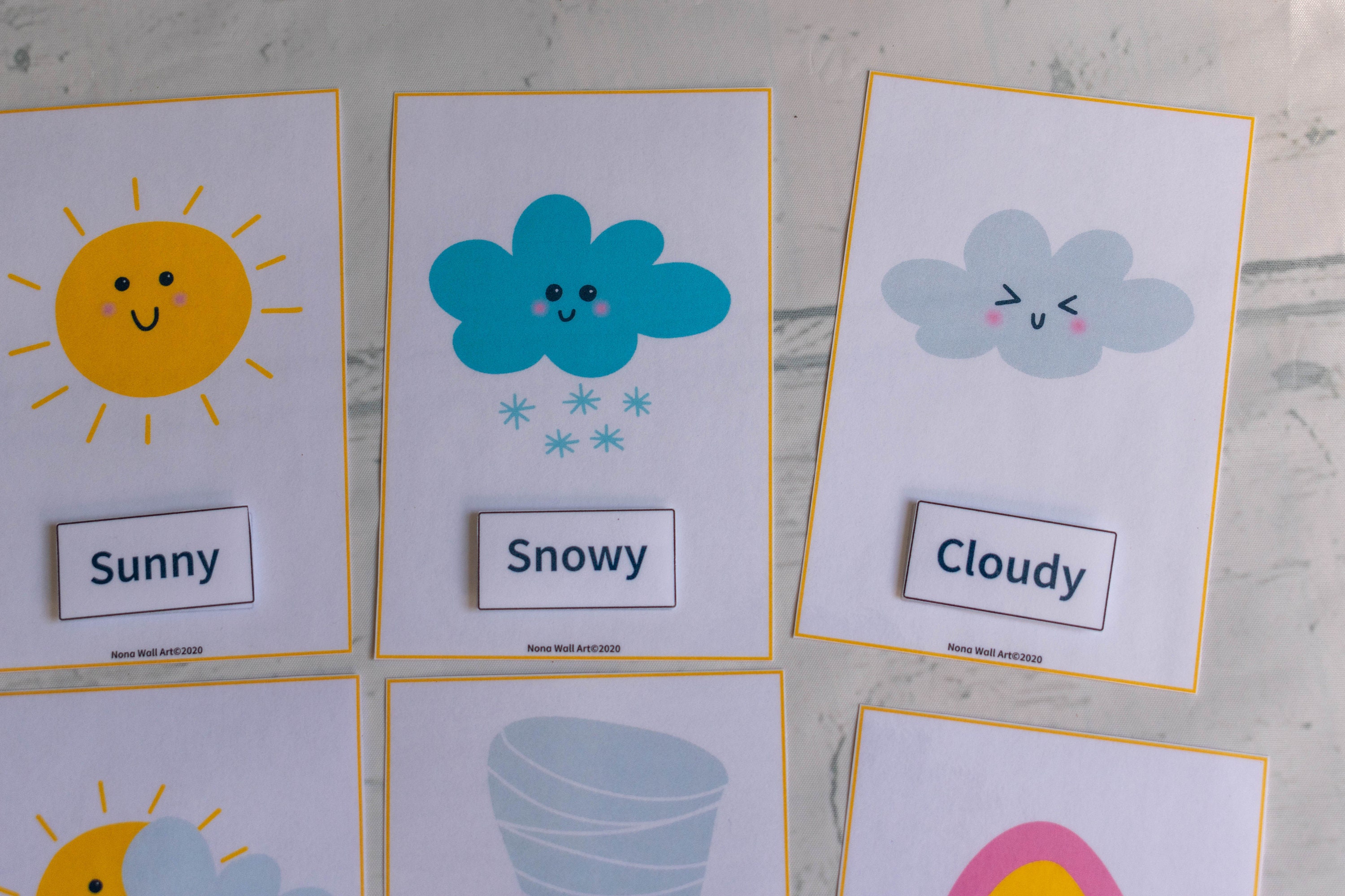 Weather Flash Cards Montessori Three Part Cards Busy Book | Etsy