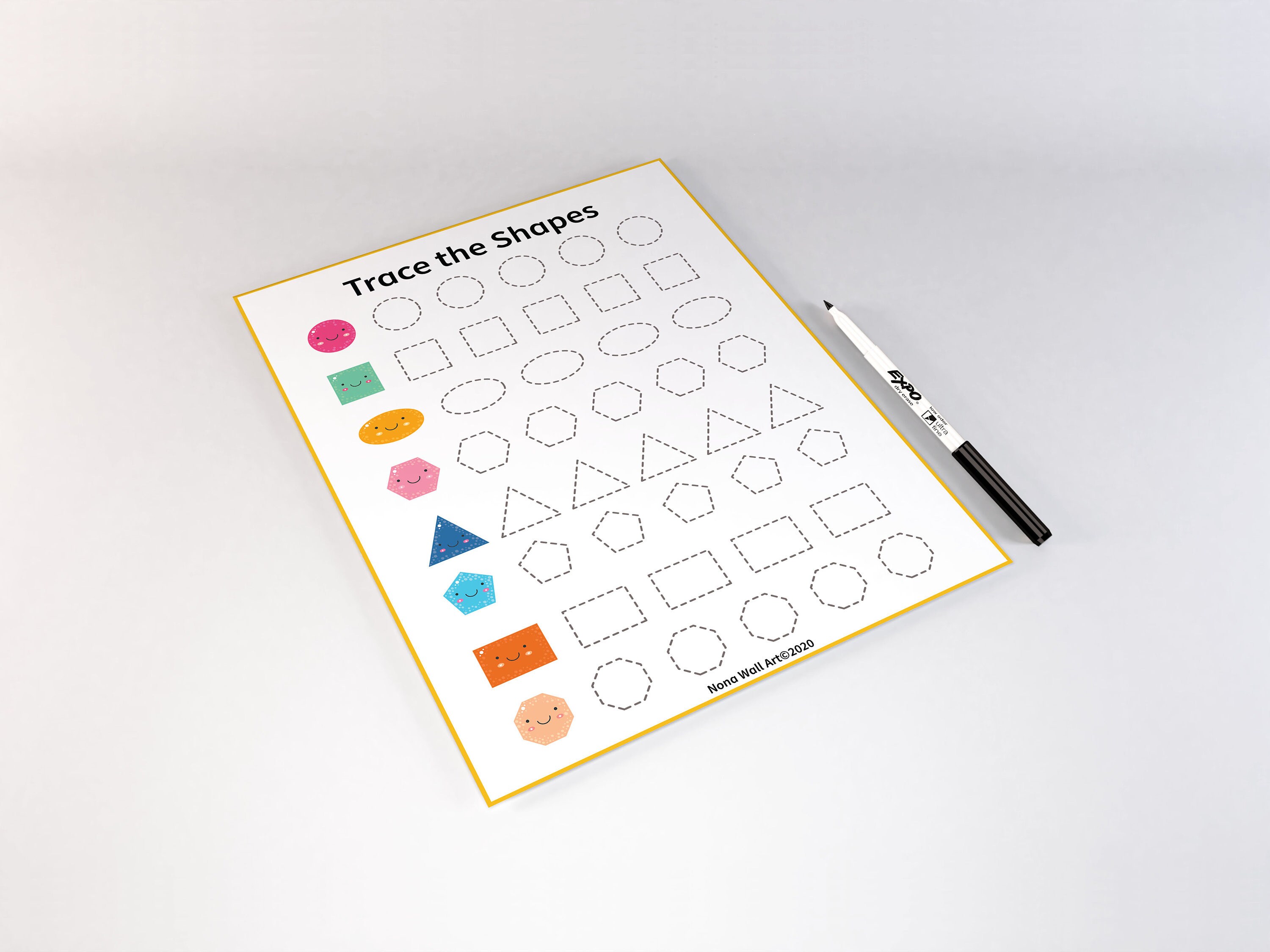 Shapes Tracing Worksheet Busy Book Printable Educational | Etsy