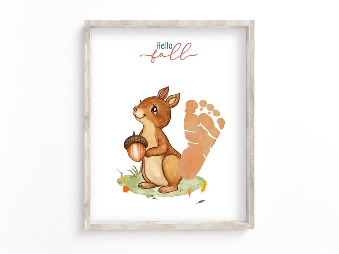 Hello Fall Squirrel Footprint Craft, DIY Autumn Keepsake From Baby ...
