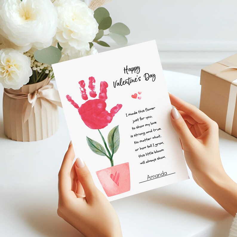 Valentine’s Day Handprint Craft for Kids – Flower Pot Poem (printable ...