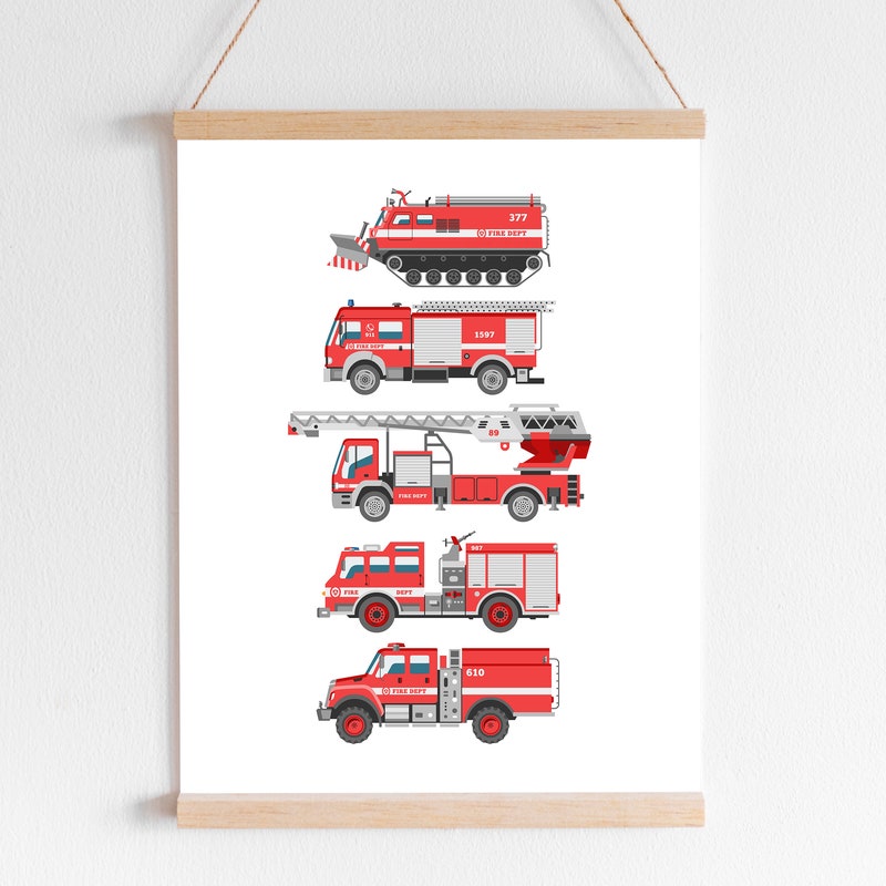 Firetruck Wall Art - Etsy
