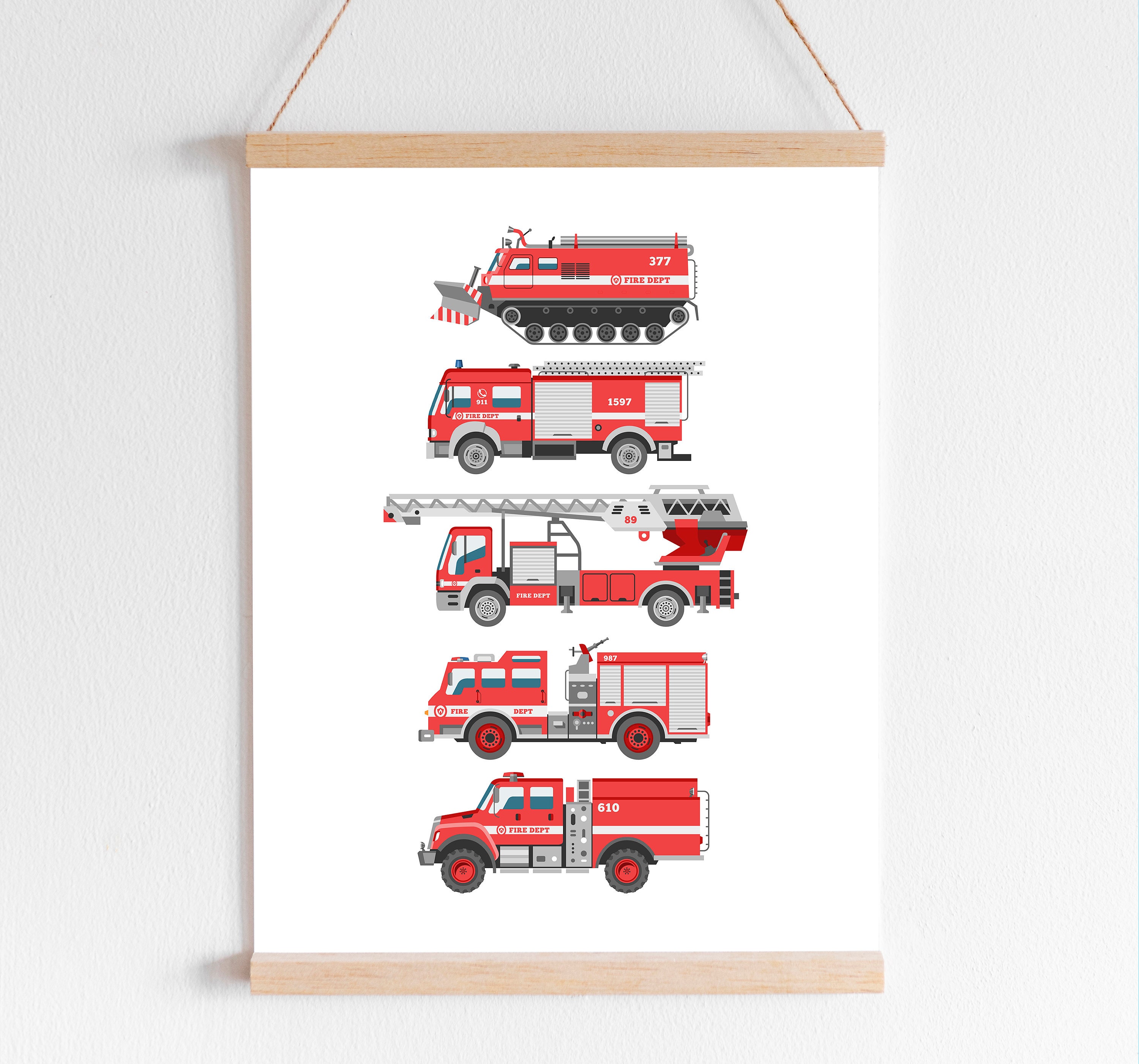 Fire Engines Wall Art Fire Department Print Vehicle | Etsy