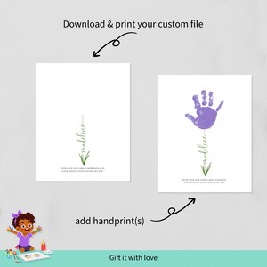 Personalized Handprint Flower Print: Custom Name Stem (digital File) - Etsy