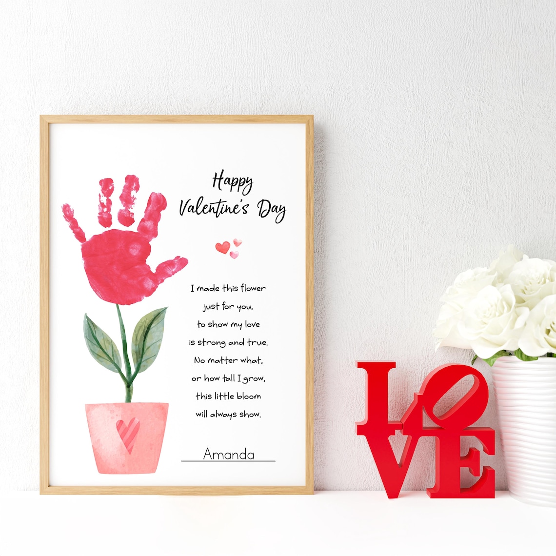 Valentine’s Day Handprint Craft for Kids – Flower Pot Poem (printable ...