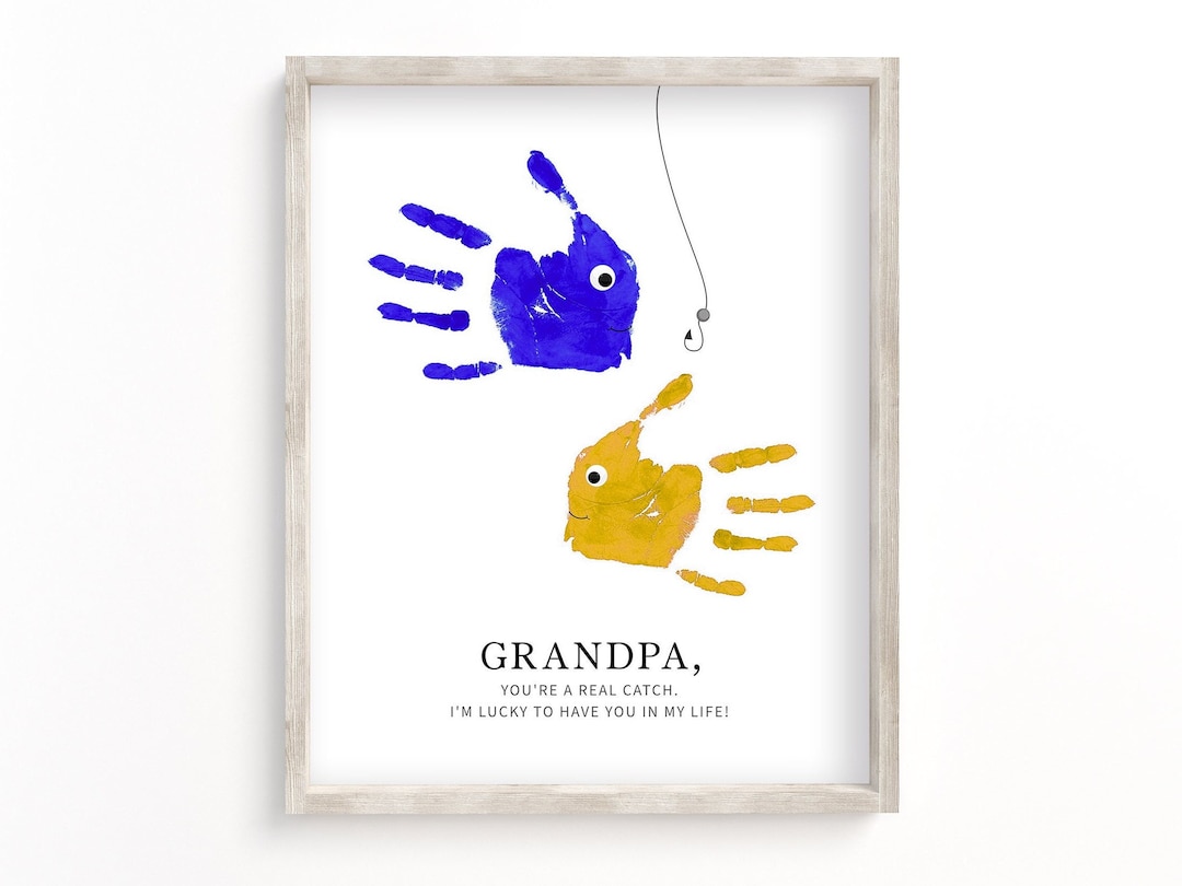 DIY Handprint Craft: Grandpa, You're a Real Catch! Personalized Gift ...
