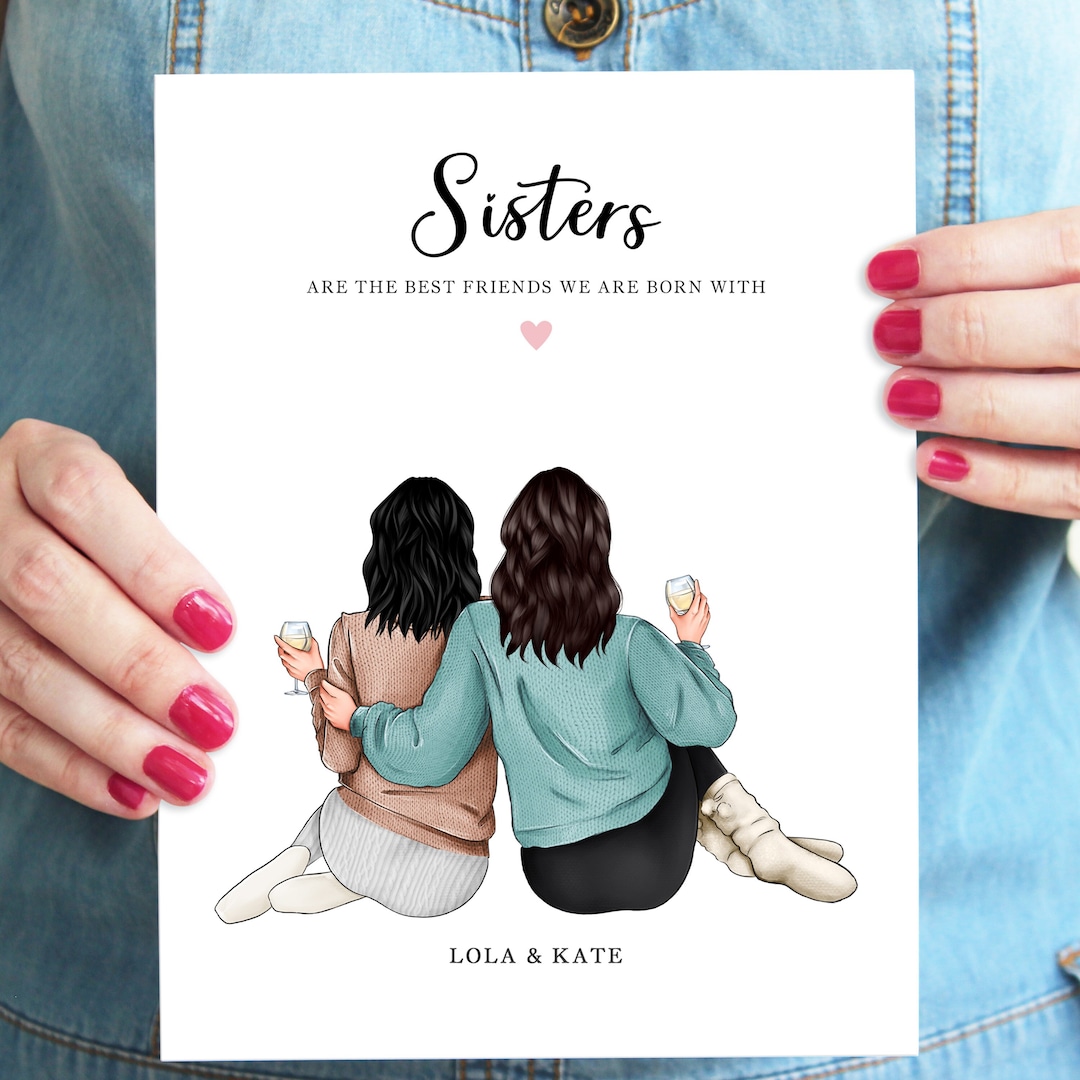 Sisters Portrait: Personalized Gift, Sibling Illustration, Birthday or ...