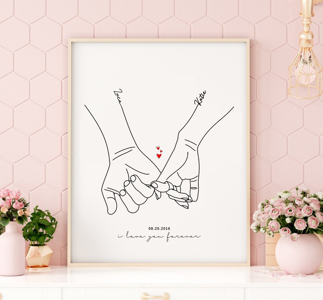 Custom Couple Hand Drawing Printable | Anniversary Wall Art - Etsy