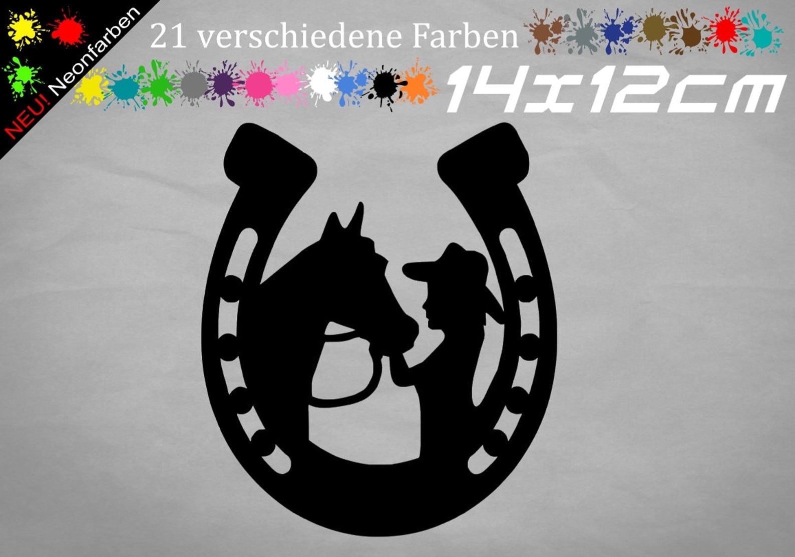 Horseshoe Sticker With Rider 14 X 12 Cm Equestrian Horsehoe Cowgirl ...