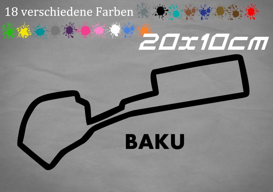 BAKU Sticker 20 X 10 Cm Formula 1 F1 Race Track Layout Outline ...