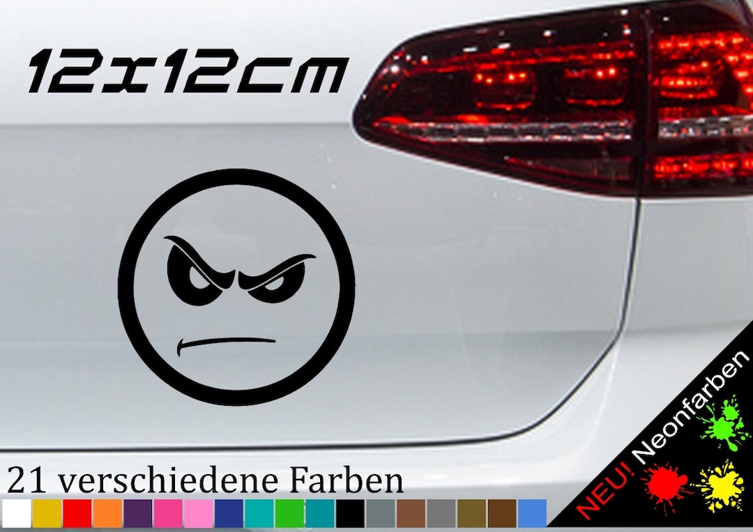 Smiley Sticker Evil 12 X 12 Cm Emoji Funny JDM Sticker Bad Guy Shocker ...