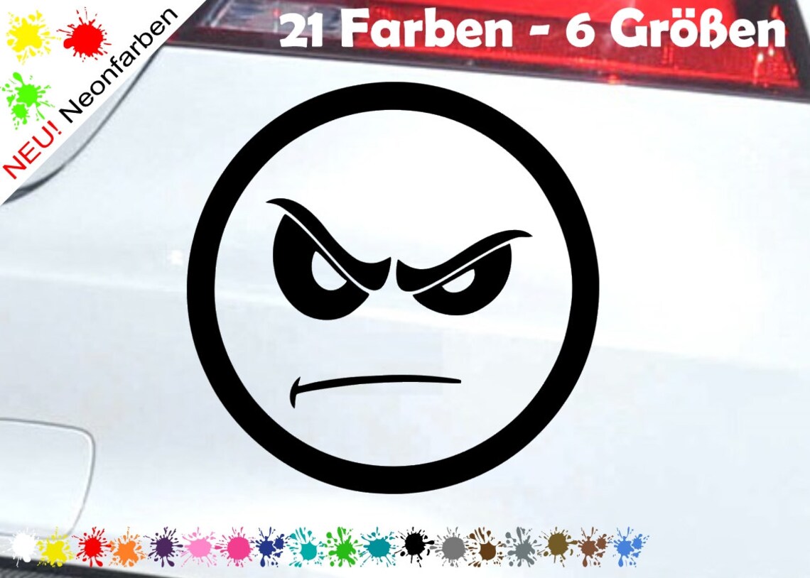 Smiley Aufkleber Böse Emoji lustig JDM Sticker Bad Guy Shocker Fun ...