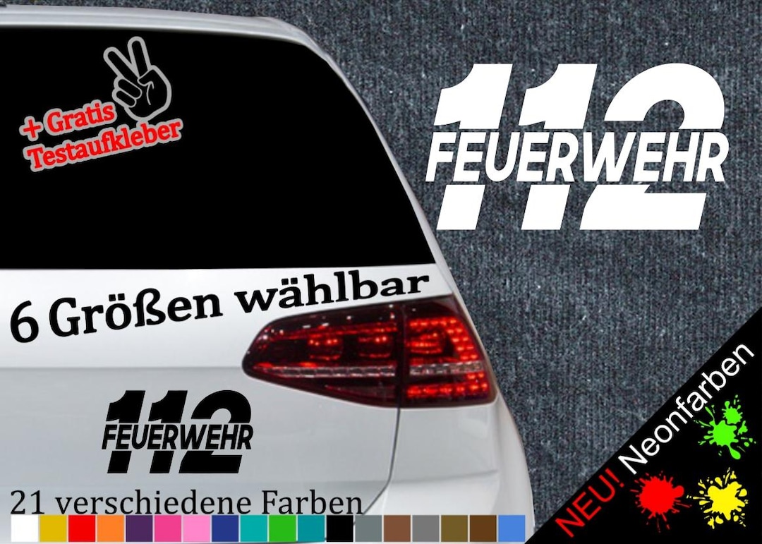 Fire Department 112 Emergency Call 6 Sizes 21 Colors Sticker Rescue ...