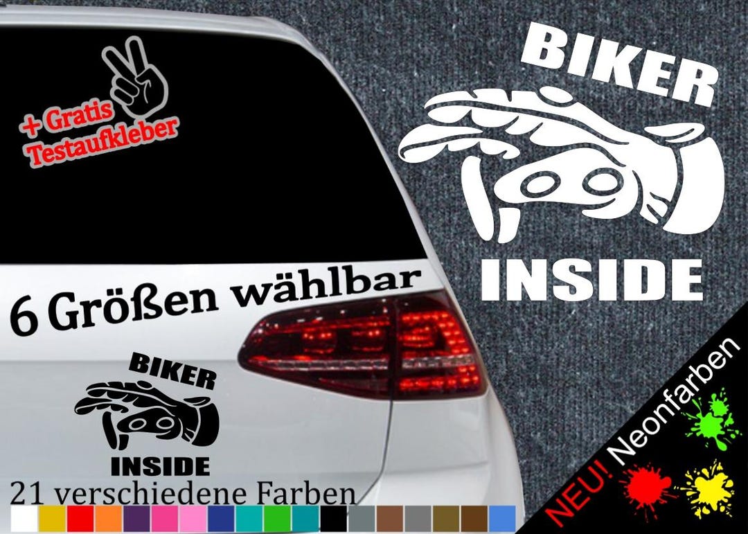 Biker Inside Sticker 6 Sizes 21 Colors Biker Greeting Glove Motorcycle ...