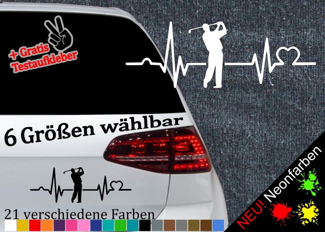 Heartbeat Golfer Sticker 6 Sizes 21 Colors Par Green Caddy Sticker Tee ...