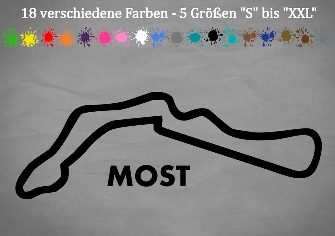 MOST Racetrack Sticker Czech Racingtrack Outline Layout 18 Colors 5 ...