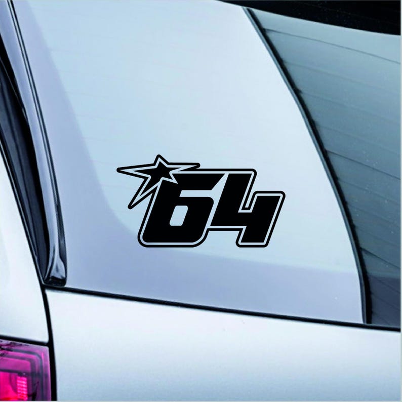 Start Number 64 Sticker Race Sticker Star Star JDM Car Bike Decal Vinyl ...