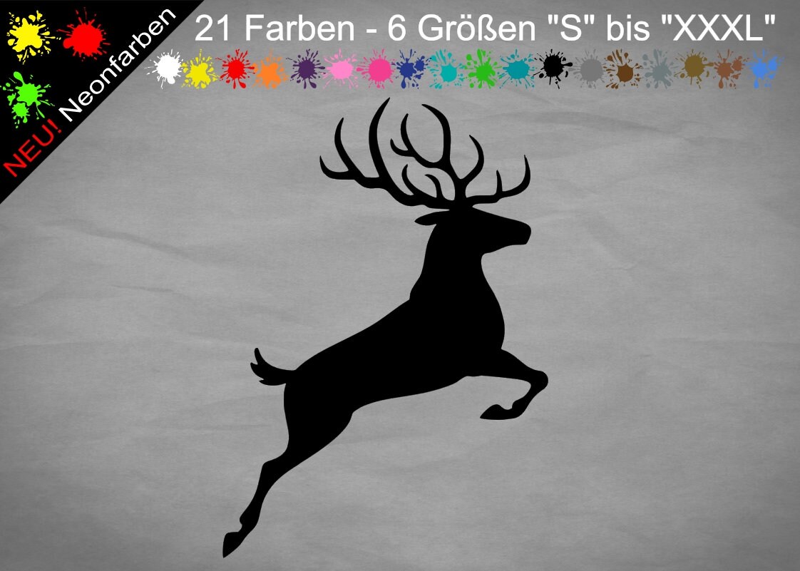 Jumping Deer Sticker Kleber Aufkleber springender Hirsch | Etsy