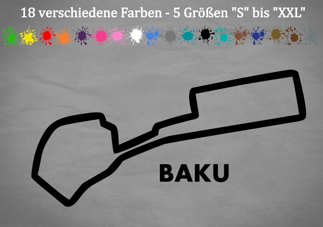 BAKU Formula 1 Racetrack Track Layout Outline Azerbaijan 18 Colors 5 ...