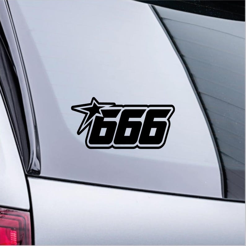 Start Number 666 Sticker Witch Satan Sticker Hell Devil Car Bike Decal ...