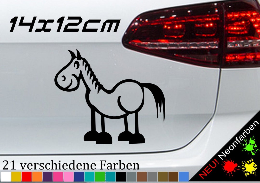 Pferd 14x12cm Aufkleber Comic Horse Pony Stute Hengst Sticker Cowboy ...