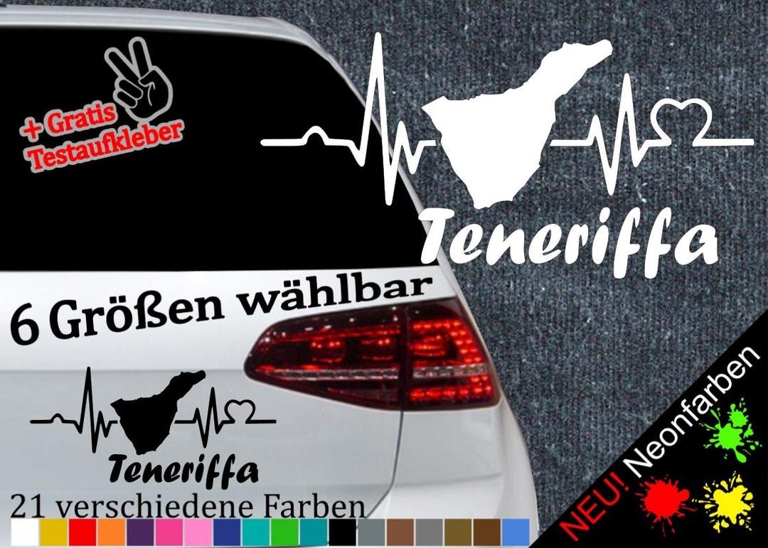 Heartbeat Tenerife Sticker -6 Sizes 21 Colors- Santa Cruz Canary ...
