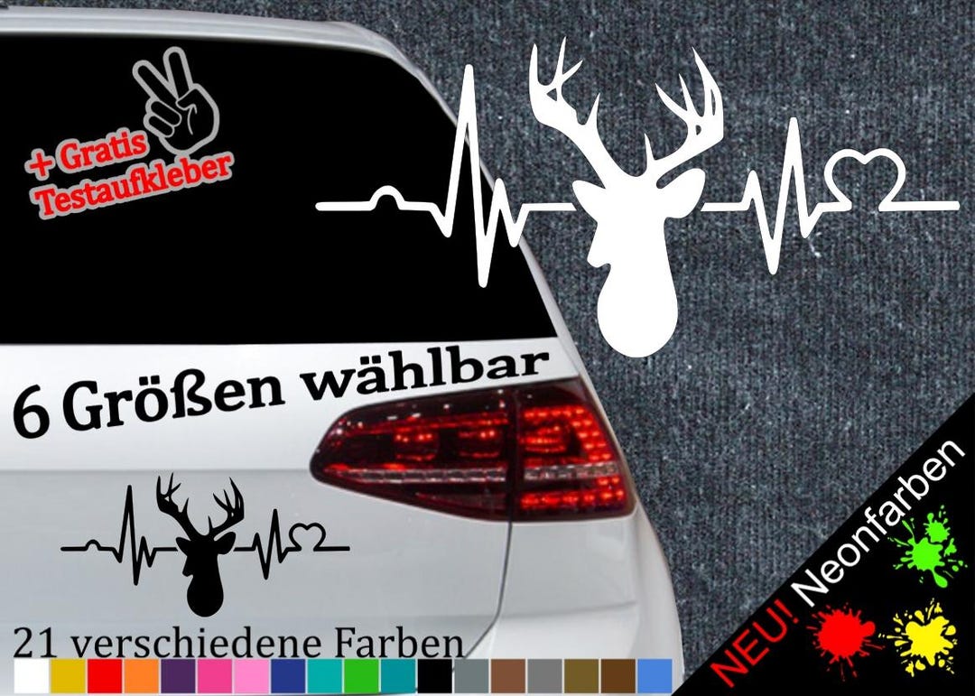 Heartbeat Deer Head Sticker 6 Sizes 21 Colors Forest Deer Nature Sweden ...