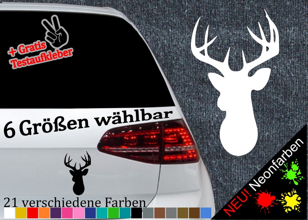 Hirsch Aufkleber Sticker Konterfei Deer Silhouette Rotwild Jäger Jagd ...
