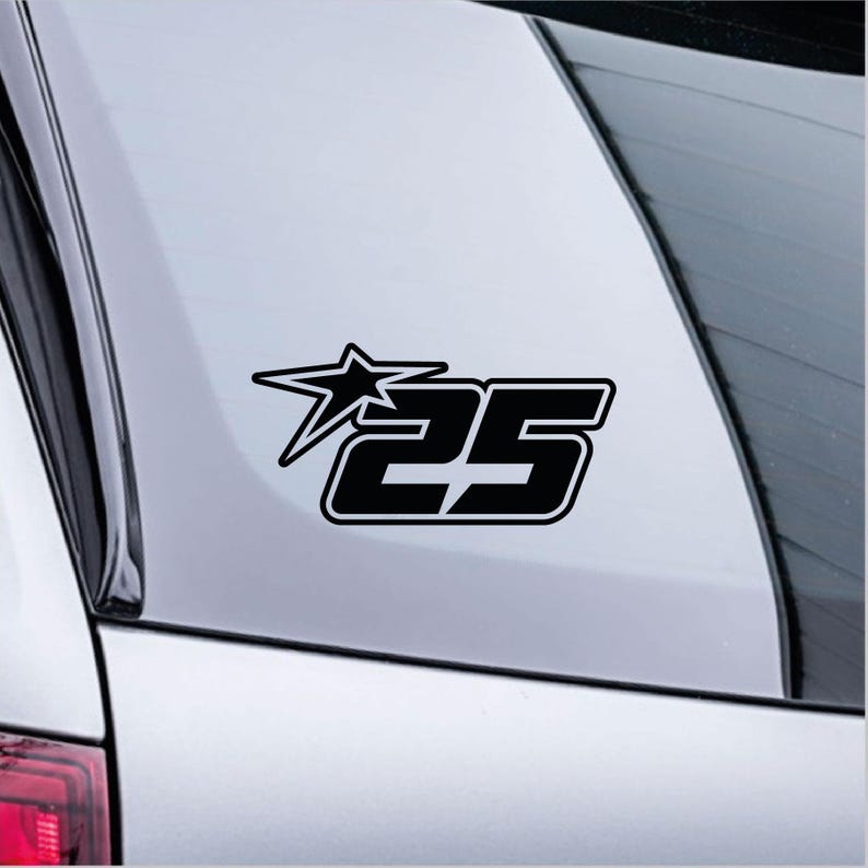 Start Number 25 Sticker Number Sticker Star Race Track Auto Bike Vinyl ...