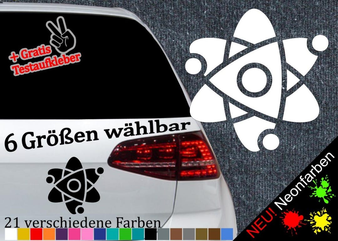Atom Sticker -6 Sizes 21 Colors- Physics Power Plant Proton Neutron ...