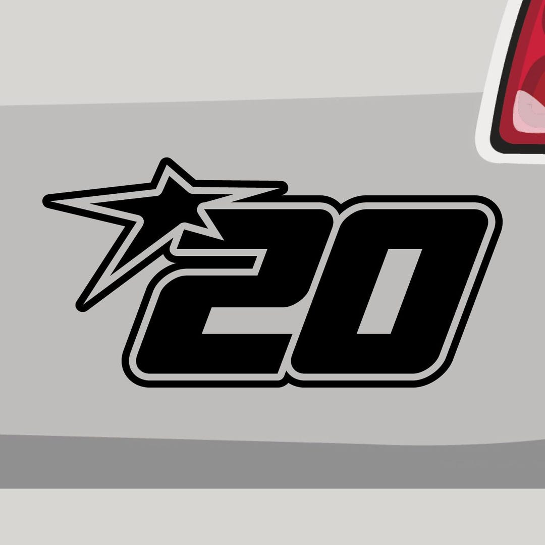 Start Number 20 Sticker Race Number Sticker Star Car Bike Decal Vinyl ...