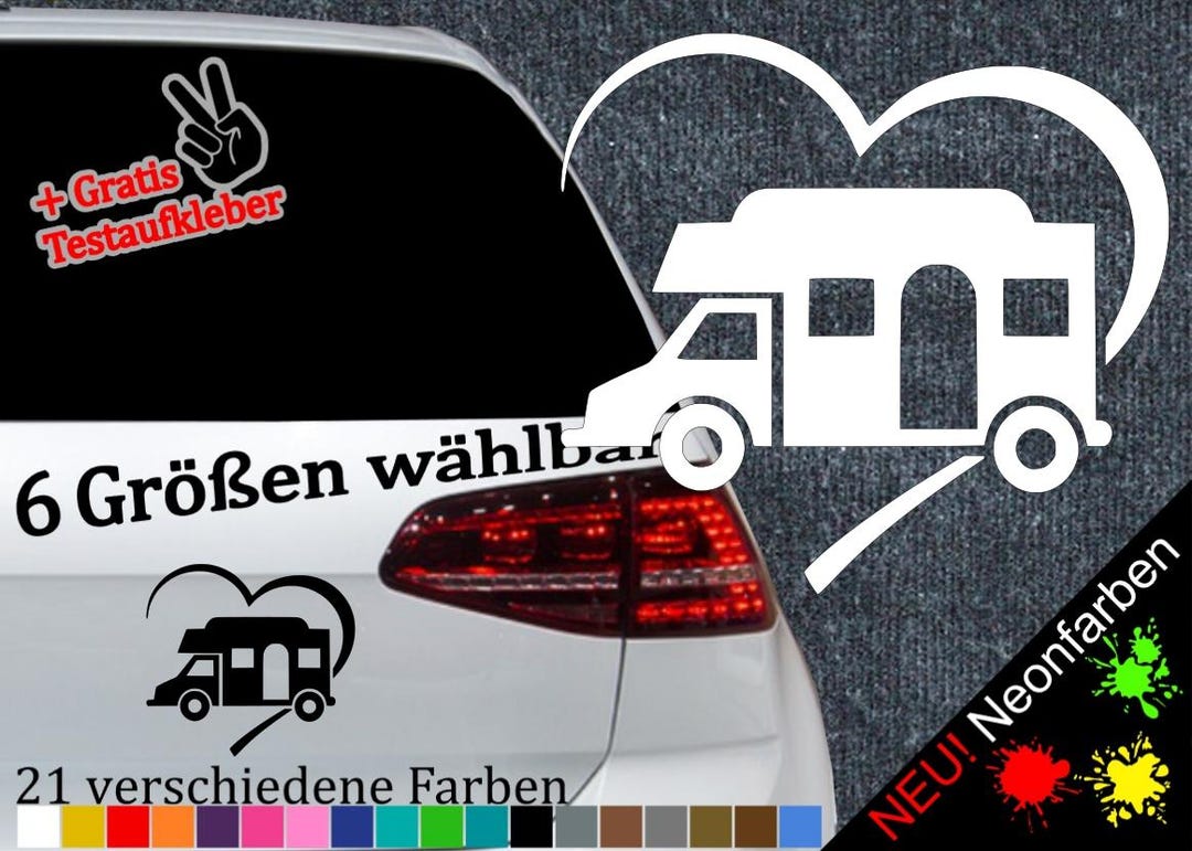 Caravan Heart Sticker 6 Sizes 21 Colors Camper Leisure Holiday Vacation ...