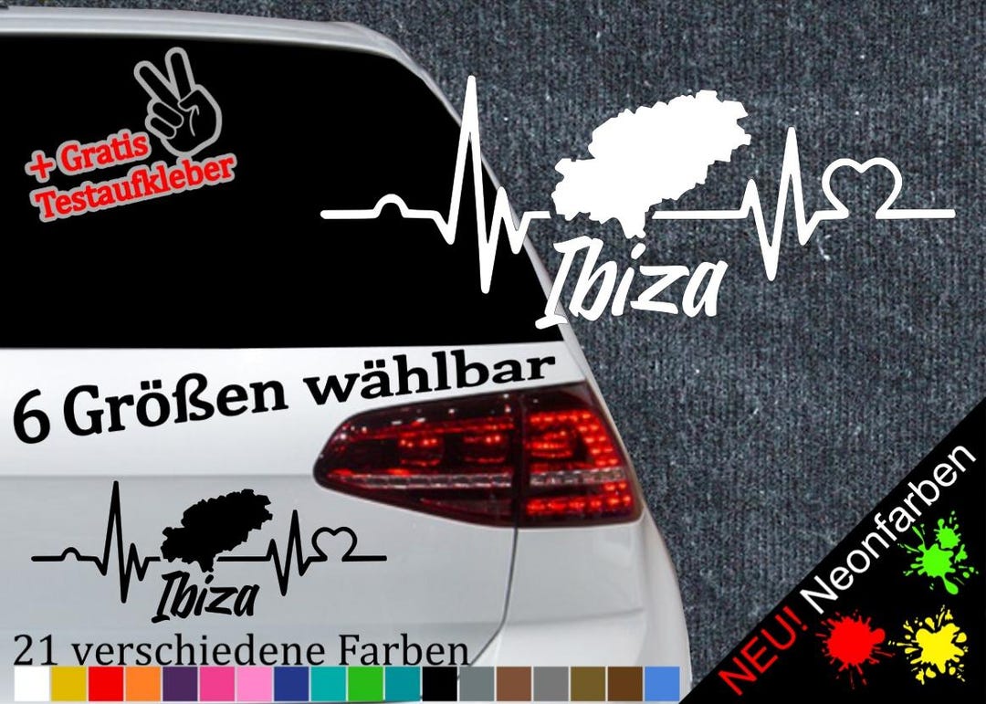Heartbeat Ibiza Sticker -6 Sizes 21 Colors- Balearic Party Holiday ...
