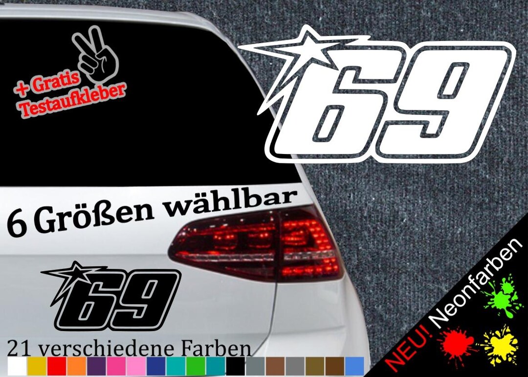 Start Number 69 Sticker 6 Sizes 21 Colors Hayden Sixtynine Sticker ...