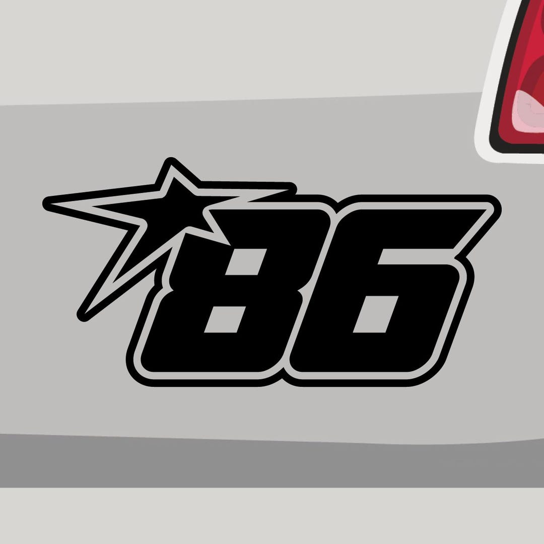 Start Number 86 Sticker Race Sticker Winner Cup Car Bike Decal Vinyl GP ...